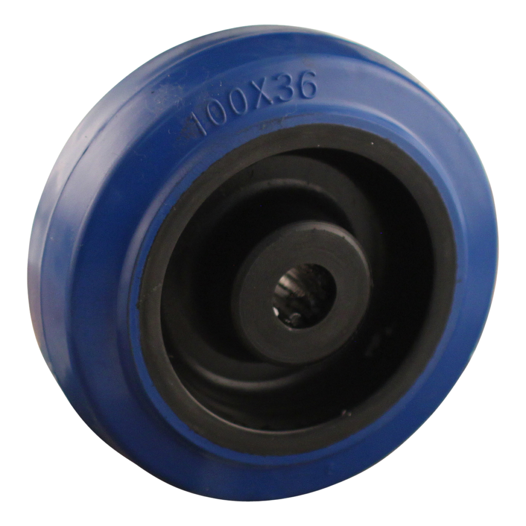 PA wiel, 100mm diameter, elastisch rubber loopvlak, rollager - Rollers.nl