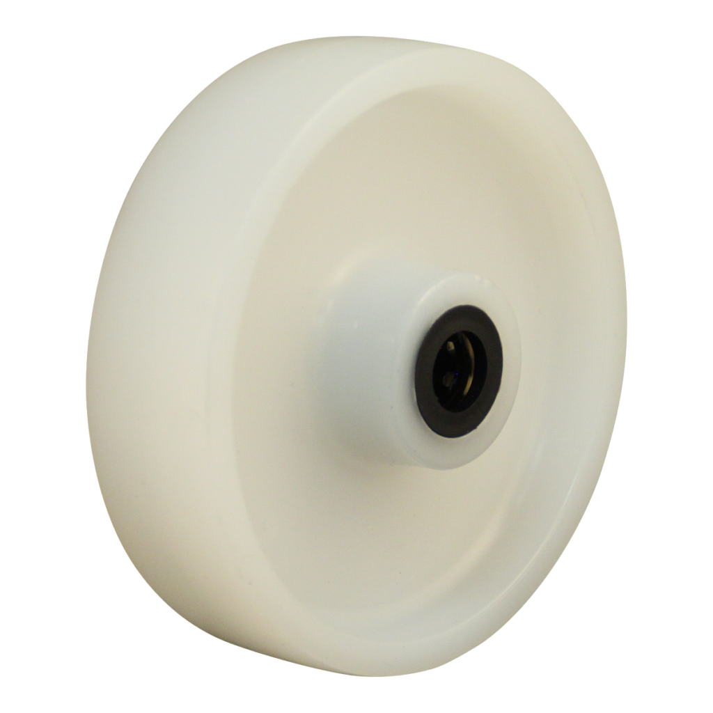 PP wiel, 125mm diameter, PP loopvlak, rollager - Rollers.nl