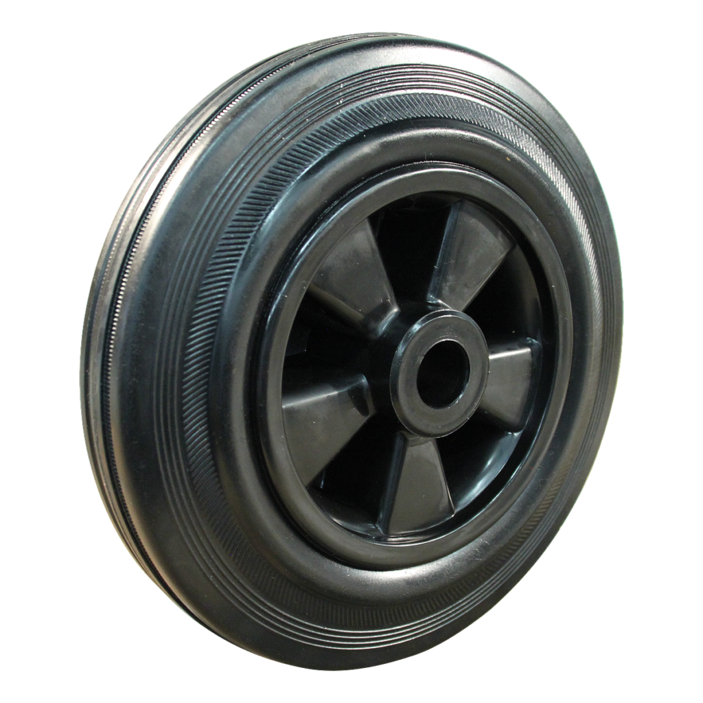 PP wiel, 180mm diameter, rubber loopvlak, glijlager - Rollers.nl