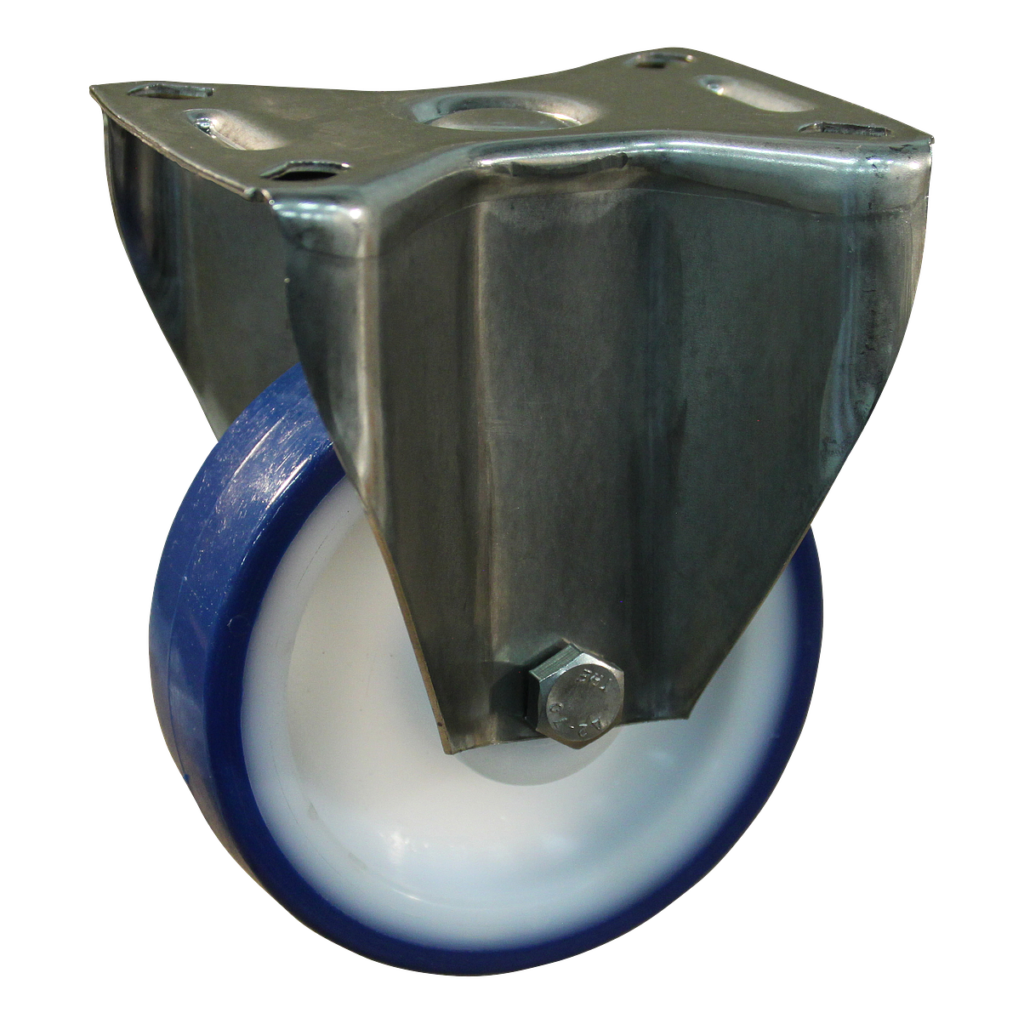 Rvs bokwiel, 80mm diameter, PU loopvlak, rollager RVS, 108mm bouwhoogte ...