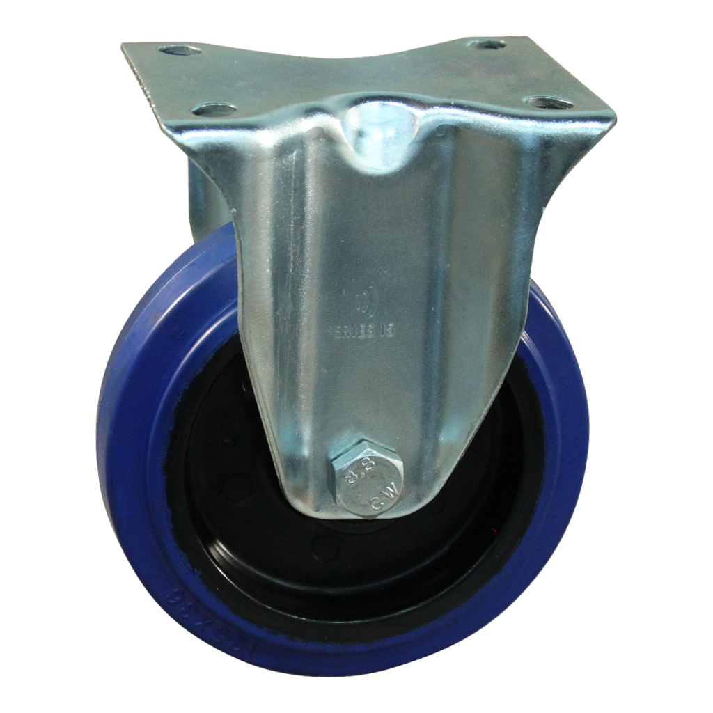 Stalen bokwiel, 100mm diameter, elastisch rubber loopvlak, rollager ...