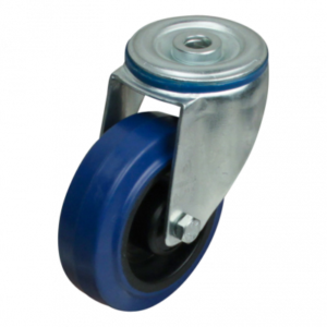 Stalen zwenkwiel, 100mm diameter, elastisch rubber loopvlak, rollager ...