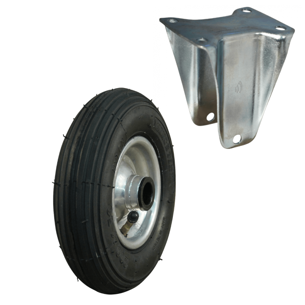 Stalen bokwiel, 200mm diameter, luchtband loopvlak, rollager, 232mm ...